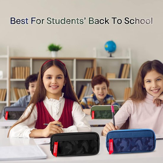 Groot Pennen etui met 2 Vakken voor School en Kantoor - Veel Ruimte | bol