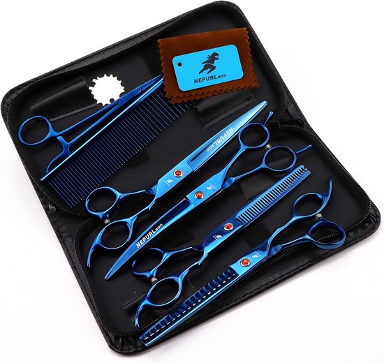 Professionele 7 inch Hondenschaar Set - Roestvrijstalen Haar Trimschaar ...