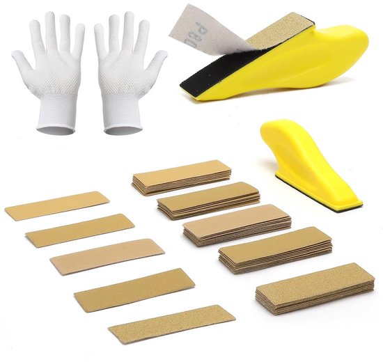 50 Delige Schuurpapier Set met Handschuurblok en Handschoenen - Korrels ...