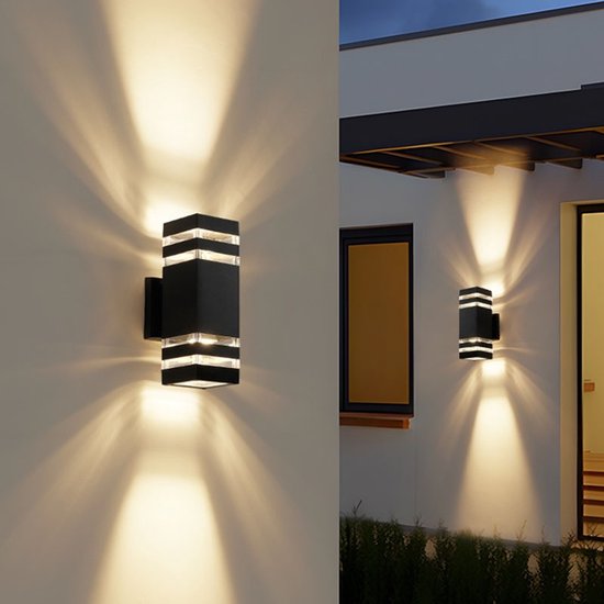 LED-wandlamp - Buitenlamp - 2 E27-fittingen - Verlichting boven en ...