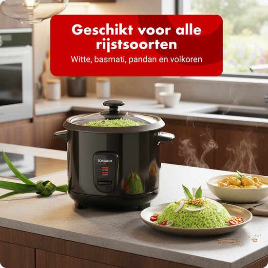 Tomado TRC1001B - Rijstkoker - Inhoud 1 liter - Warmhoudfunctie - 5 ...