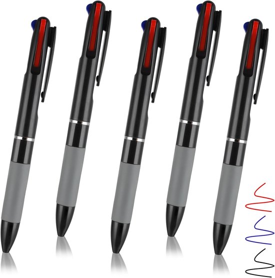 5pcs 3-in-1 multicolored ballpoint pennen - 0.7mm zwarte blauwe rode ...