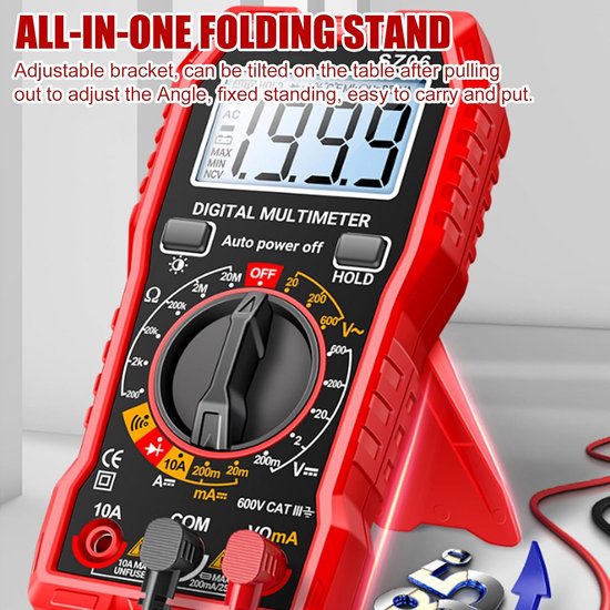 Digitale Multimeter met Voltmeter, Stroommeter en Doorgangstester voor ...