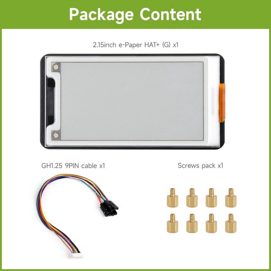 2.15 inch E-Paper HAT voor Raspberry Pi met Rood, Geel en Zwart E-ink ...