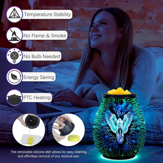 Elektrische Wax Melter met 3D Glas en Kleuren LED Licht voor Geurolie ...