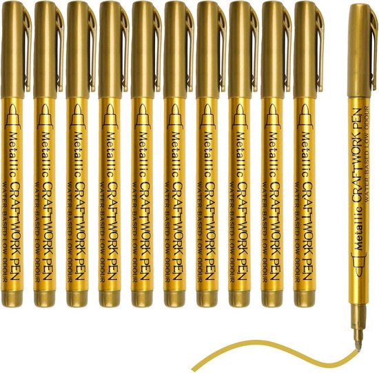 Set van 10 Gouden Metallic Markeringen - Glitter Stift met Brede 3mm ...