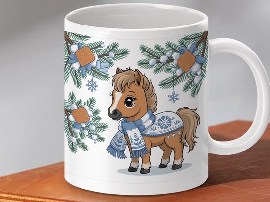 Mok Merry Christmas Pony met Sjaal Kerst mok, Winter Paard mok ...