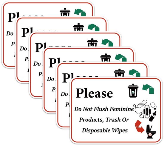6pcs Stickers For Female Products Not Flushed Toilet Plates Smartsigns ...