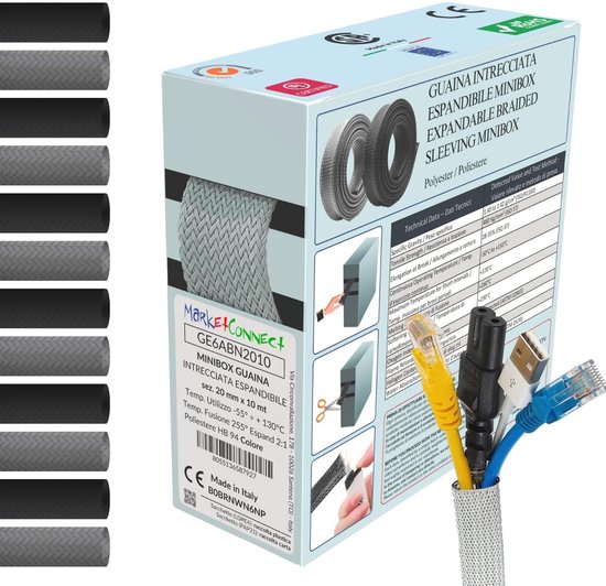 Uitrekbare Gevlochten Kabelkous Ø 3mm - 10m voor Organisatie en ...