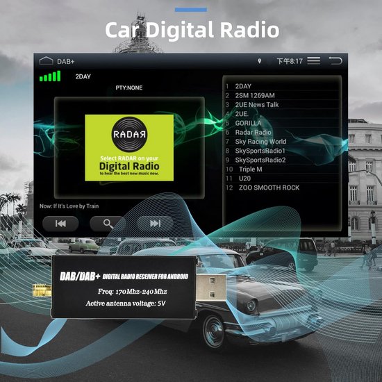 DAB/DAB+ USB Adapter met Antenne voor Android Autoradio's - Digitale ...