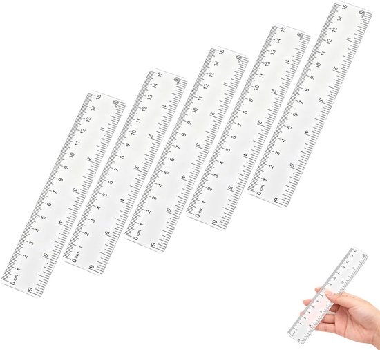 Set van 5 Doorzichtige Linialen 15 cm - School, Kantoor en Tekenen | bol