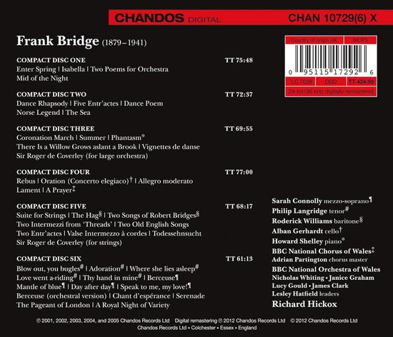 Orchestral Works Volume 1-6 van Frank Bridge - Complete Works in 6-CD ...