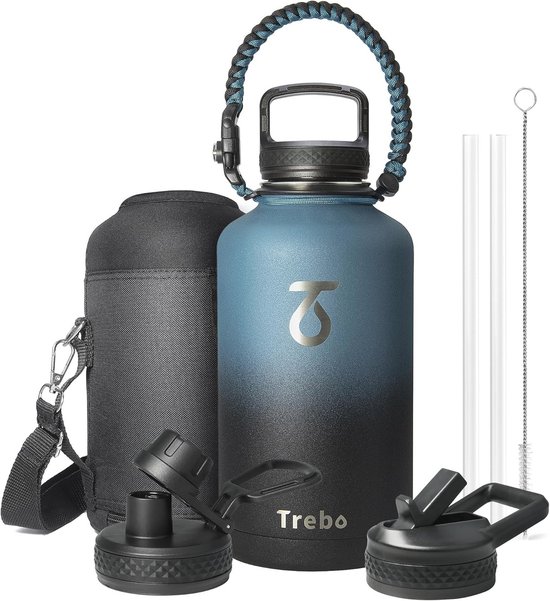 Geïsoleerde Waterfles 2L met Paracord Handgreep en Brede Opening | bol