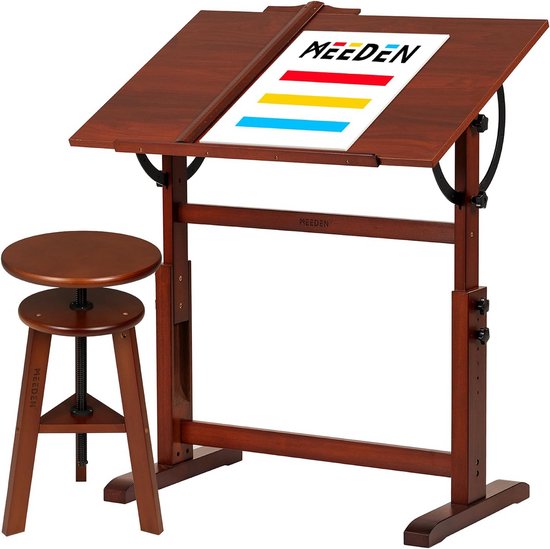 MEEDEN Vintage Wooden Drawing Board and Stool Set, Artist Drawing Board ...