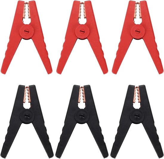 6Pc 96mm Long Car Battery Alligator Clips - 100A Insulated Battery ...