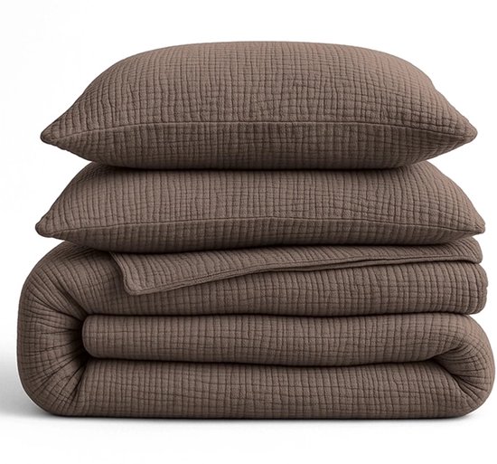 Easy All in One Wasbaar Dekbed Mousseline met Kussenslopen Taupe-2 ...