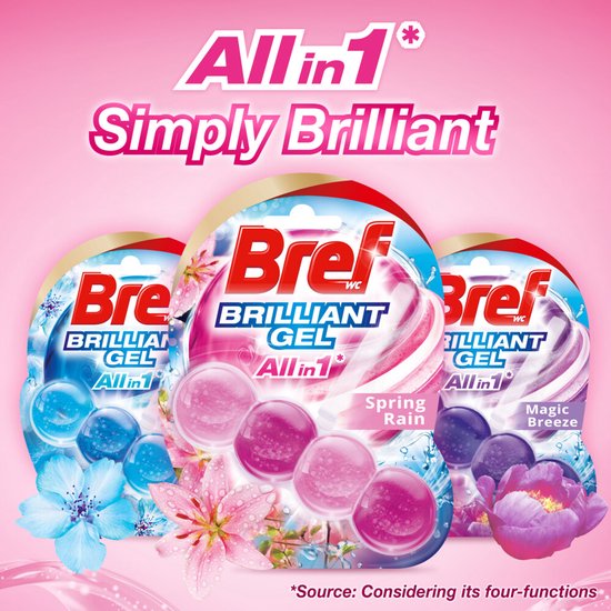 10 x Bref - Toiletblok - Brilliant Gel - Spring Rain - 42g ...