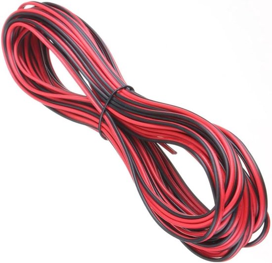 10 Meters 22AWG Electric Wire - 2 Core Black Red Extension Wire - Cable ...