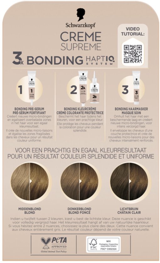 Schwarzkopf - Haarkleuring - Creme Supreme 7-0 - Natuurlijk Donkerblond - 245g -... | bol