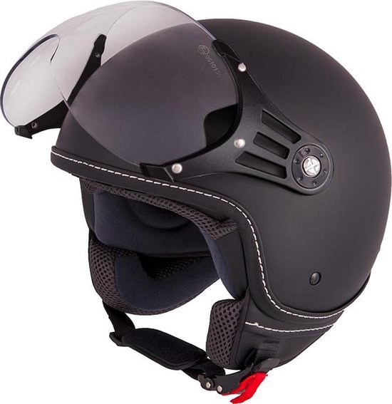 VINZ Stelvio Jethelm Total Black / Scooterhelm / Brommerhelm ...