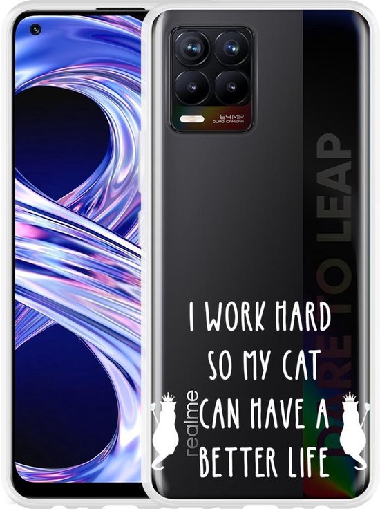Realme 8 Hoesje Royalty Cat - wit - Designed by Cazy | bol.com