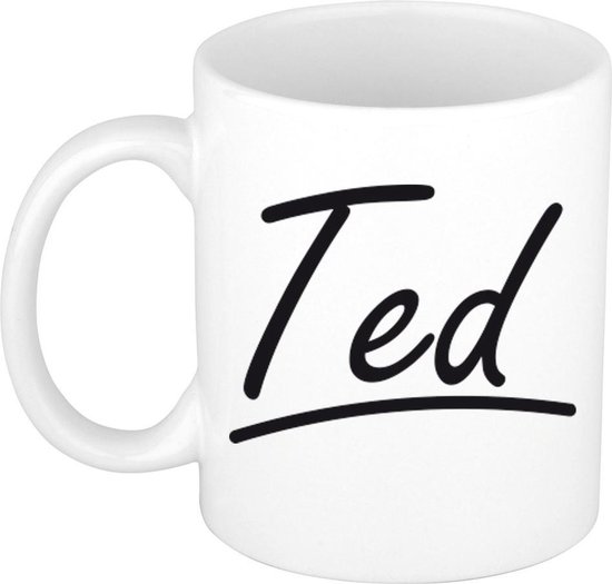 Ted naam cadeau mok / beker met sierlijke letters - Cadeau collega ...