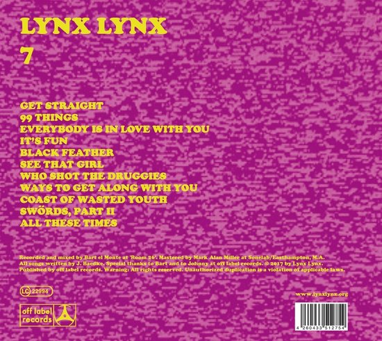 Lynx Lynx - 7 (LP) ( Limited Edition), Lynx Lynx | LP (album) | Muziek ...