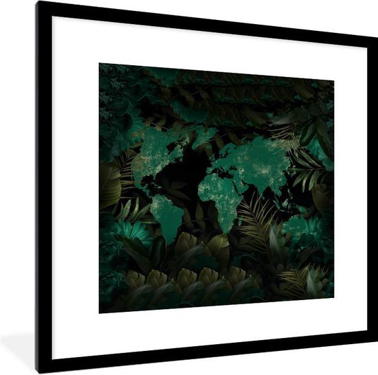 Fotolijst incl. Poster - Wereldkaart - Groen - Planten - 40x40 cm ... Fotolijst incl. Poster - Wereldkaart - Groen - Planten - 40x40 cm ...
