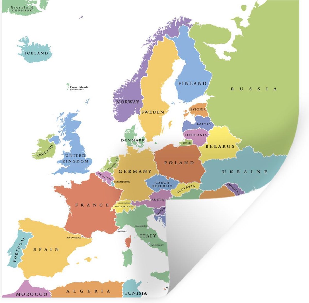 Muurstickers - Sticker Folie - Europa - Kaart - Simpel - 30x30 cm ...