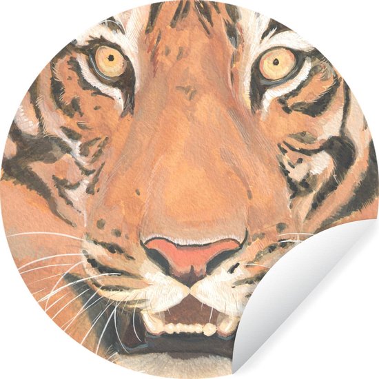 WallCircle - Muurstickers - Behangcirkel - Tijger - Kop - Oranje - ⌀ 140 cm -... | bol