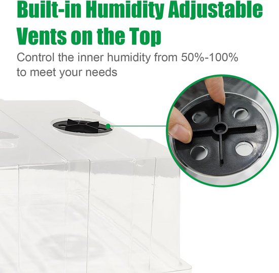 Set van 4 dikke plastic bakken met hoge, doorzichtige koepels voor ...