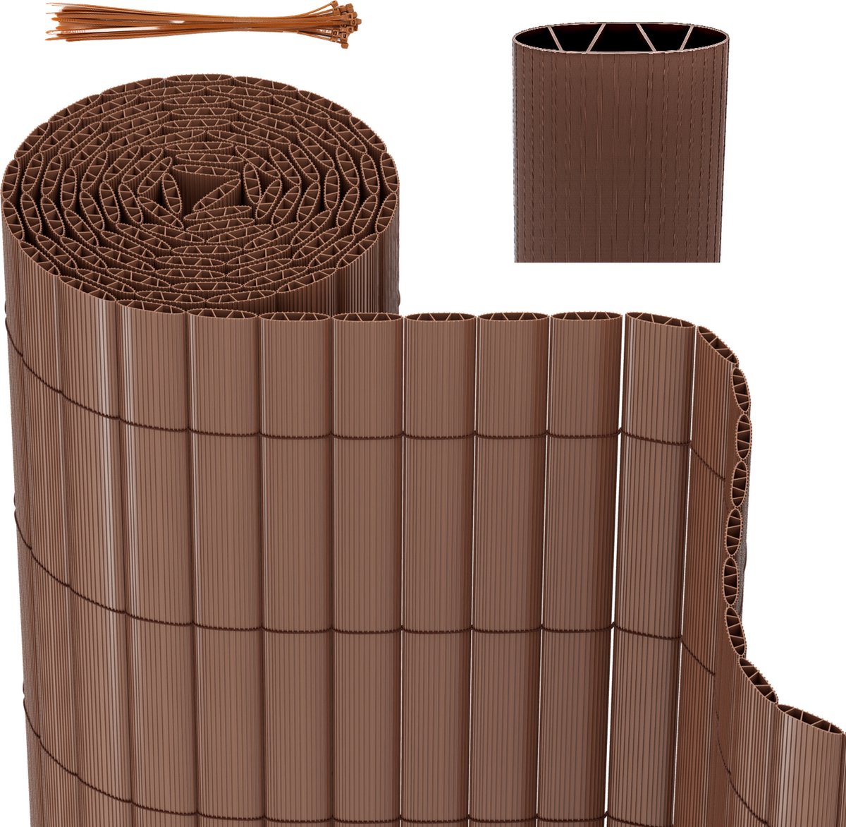 Tuinscherm PVC tuinafscheiding balkonscherm bruin 1.4x5m | bol