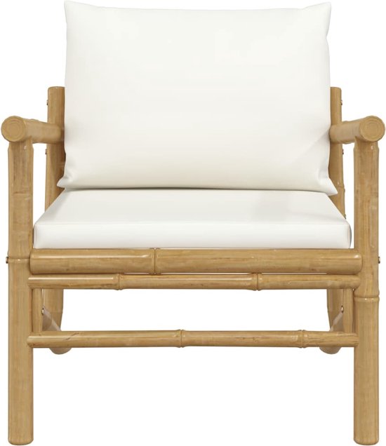 vidaXL Tuinstoelen 2 st met crèmewitte kussens bamboe - Tuinstoel ...