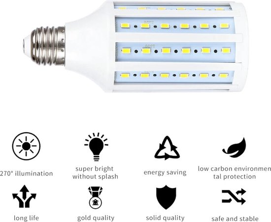 Sh 4 Stuks 20W Fotografische 5500K Led-lampen E27 Base Wit Hoge Heldere ...