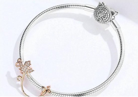 Zilveren bedel rosé goud verguld Esdoorn | bol.com