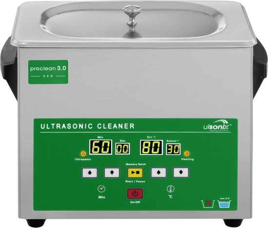 Ulsonix Ultrasoon reiniger - 3 liter - 80 W - Memory Quick Eco | bol