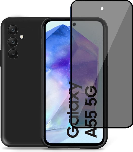 Geschikt voor Samsung Galaxy A55 - Hoesje + Privacy Screenprotector – Privé Gehard... | bol