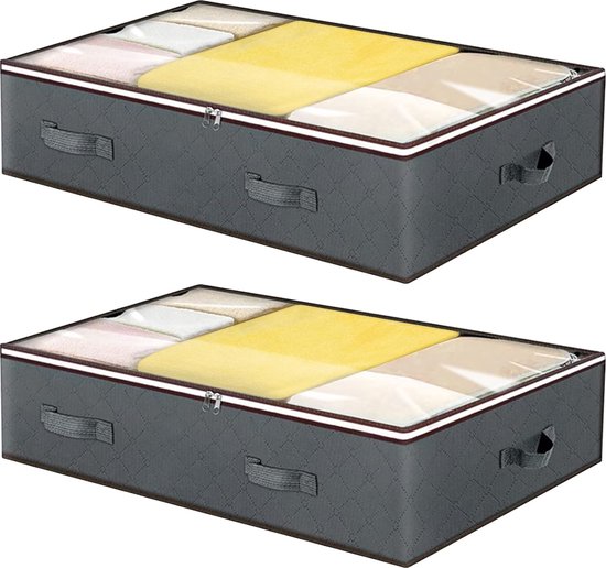 2 stuks opbergdozen voor onder het bed, opvouwbare opbergbox voor onder het bed, met... | bol