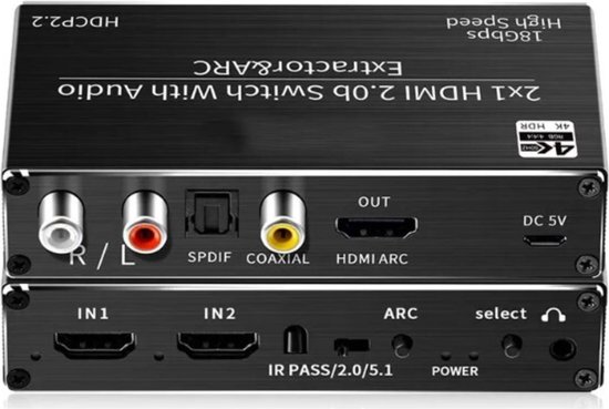 HDMI audio splitter (SPDIF + R / L tulpstekkers) - HDMI Audio Extractor ...