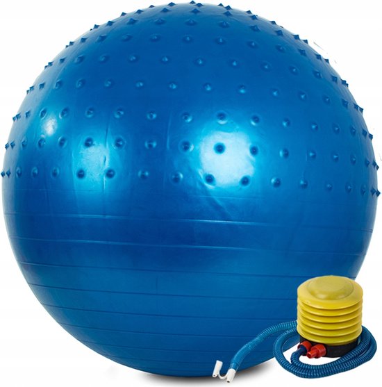 Playos® - Yogabal - 65 cm - Blauw - inclusief Pompje - met Reliëf ...