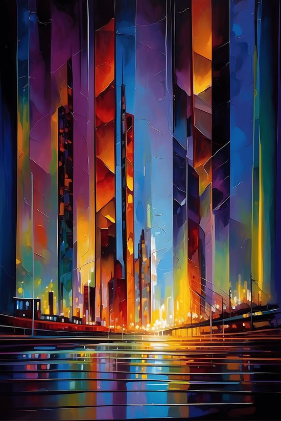 Abstracte Kleurenstad | Abstracte Poster | Modern Art | Pop Poster ...