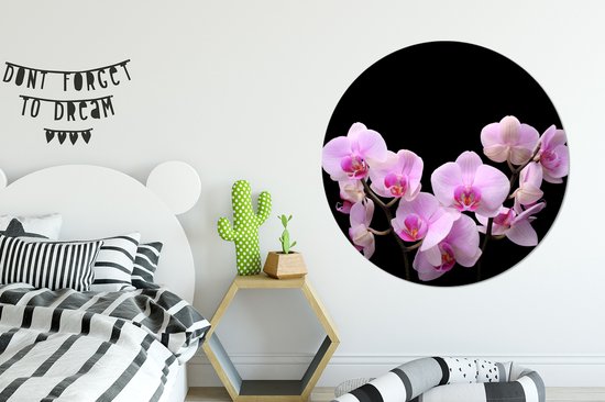 WallCircle - Muurstickers - Behangcirkel - Orchidee - Bloemen - Roze - Flora - ⌀ 140... | bol