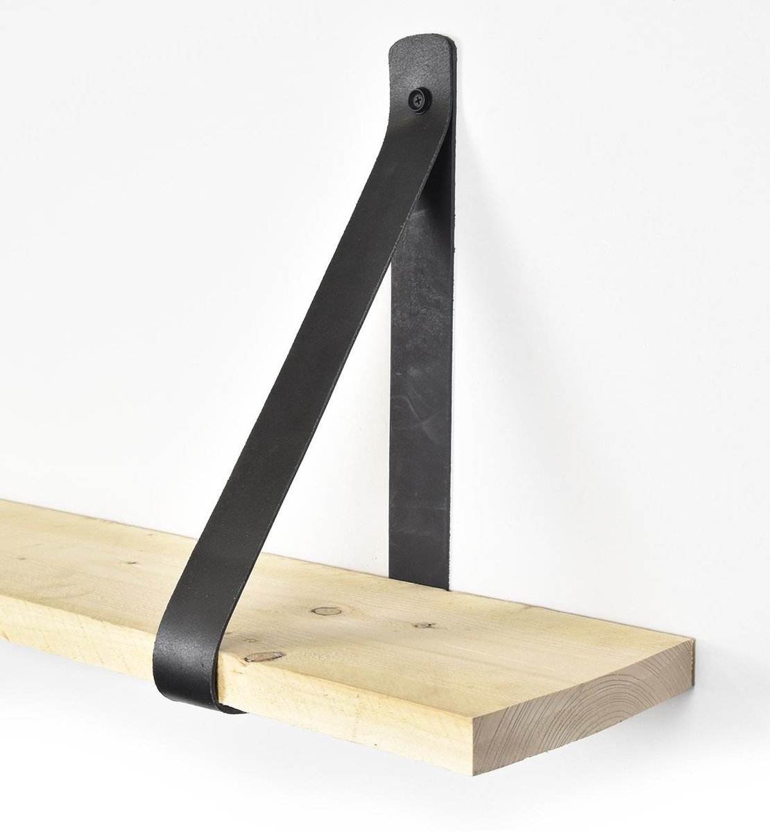 Barnwoodweb Wandplank Nieuw Steigerhout met Lederen Zwarte Plankdragers ...