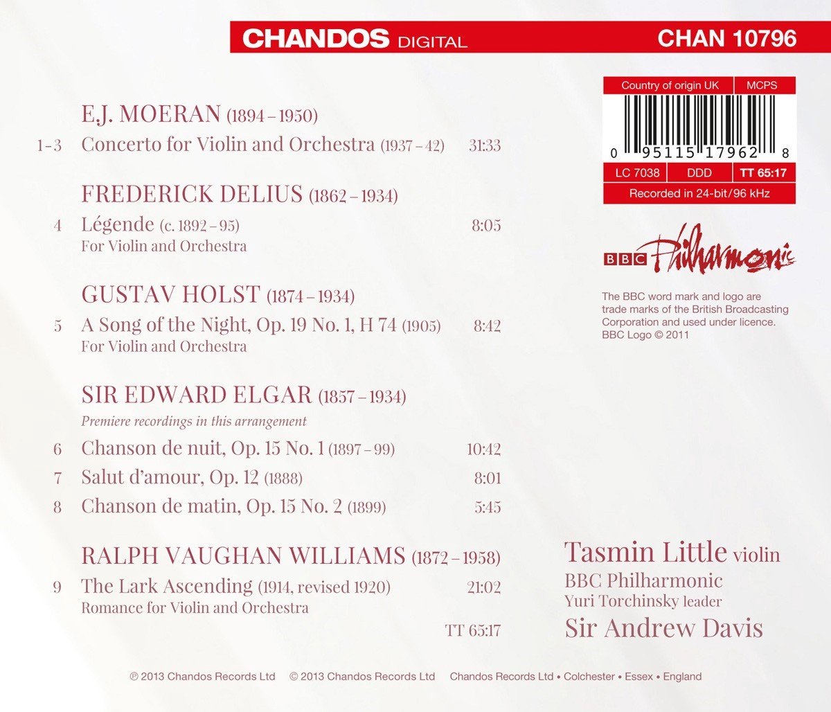 Tasmin Little - The Lark Ascending (CD), Bbc Philhamonic | CD (album ...