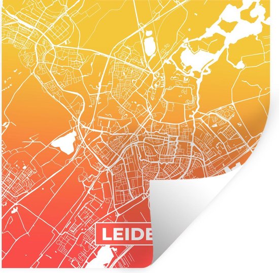 Muurstickers - Sticker Folie - Stadskaart - Leiden - Oranje - Geel ...