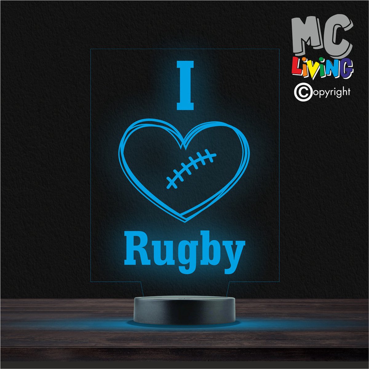 Led Lamp Met Gravering - RGB 7 Kleuren - I Love Rugby | bol.com