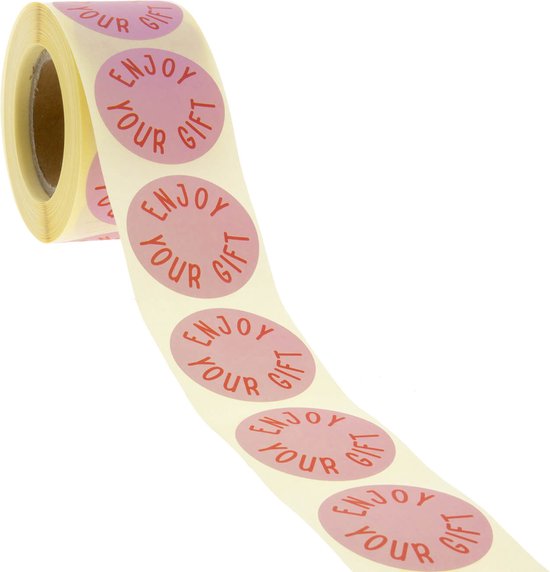 Cadeau stickers - 500 stuks - 'Enjoy your gift' Roze 40mm - Stickers volwassenen -... | bol
