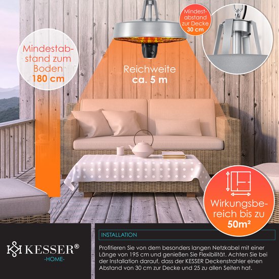 KESSER® Terrasverwarmer Elektrische Verwarming voor Plafond ...