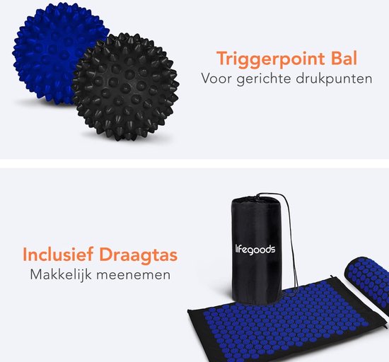 Acupressuur Mat met Kussen, 2x Triggerpoint Massage Ballen en Draagtas | Spijkermat... | bol
