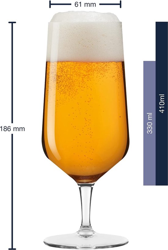 bierglas, glas, 6,1 cm, 6 stuks | bol